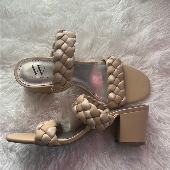 Worthington | Shoes | Worthington Tan Heeled Sandals With Braided ...